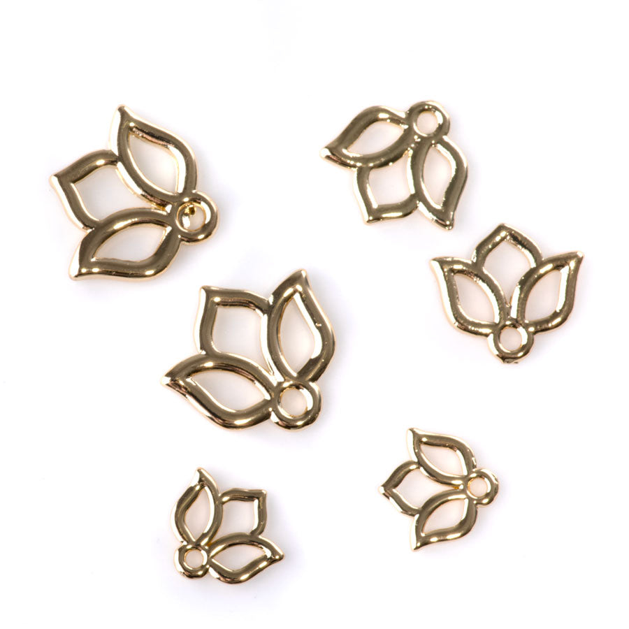 Open Lotus Connector Assortment 6 Piece Pack - Gold Plated — Dakota Stones