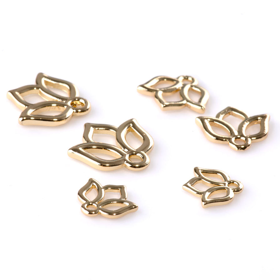 Open Lotus Connector Assortment 6 Piece Pack - Gold Plated — Dakota Stones