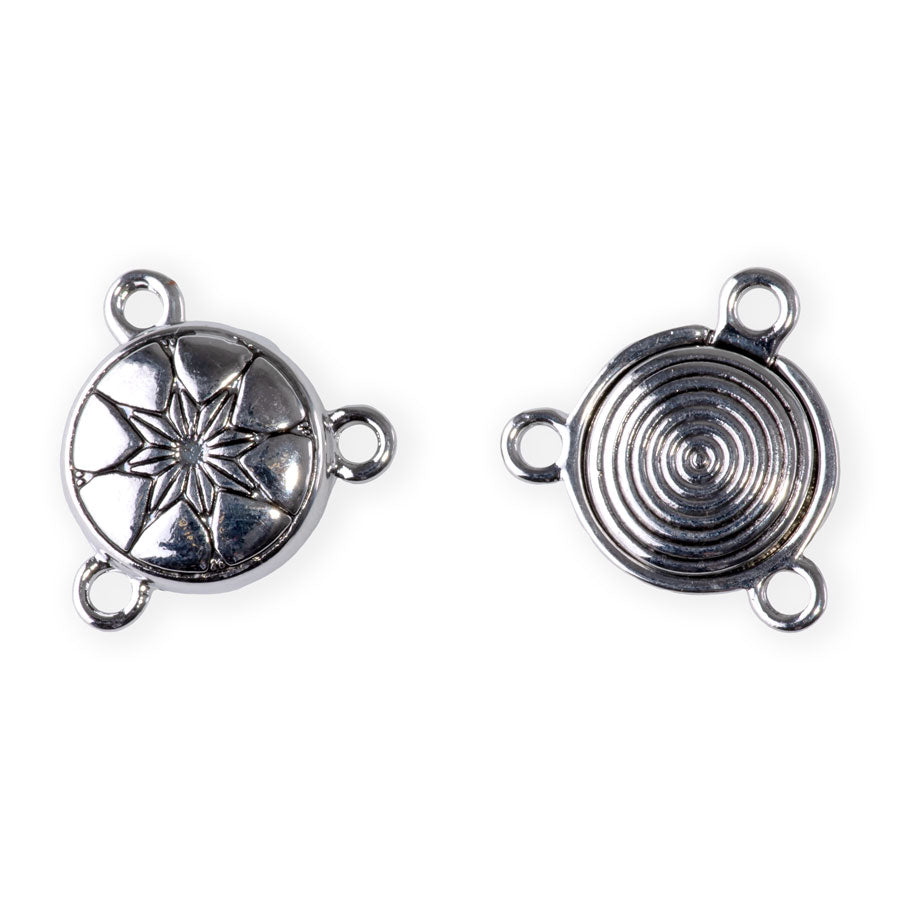 18mm Two Sided Magnetic Clasp with 3 Loops - Rhodium Plated — Dakota Stones