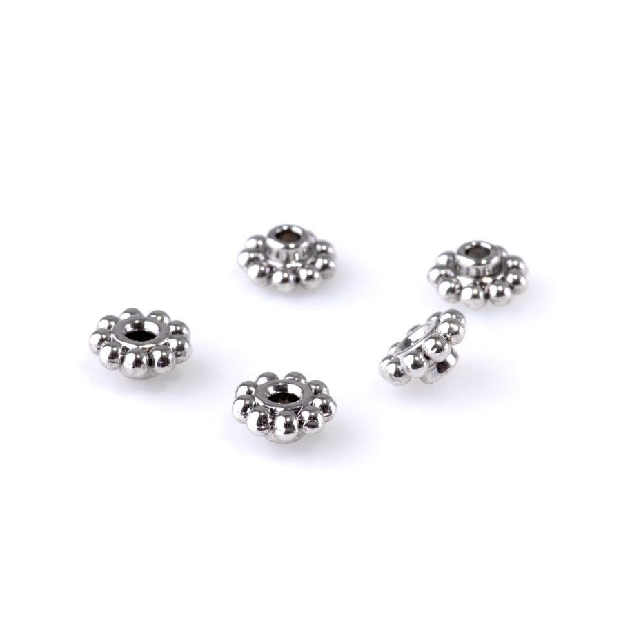 6mm Flower Bead Aligner - Rhodium Plated - 5 Pack — Dakota Stones