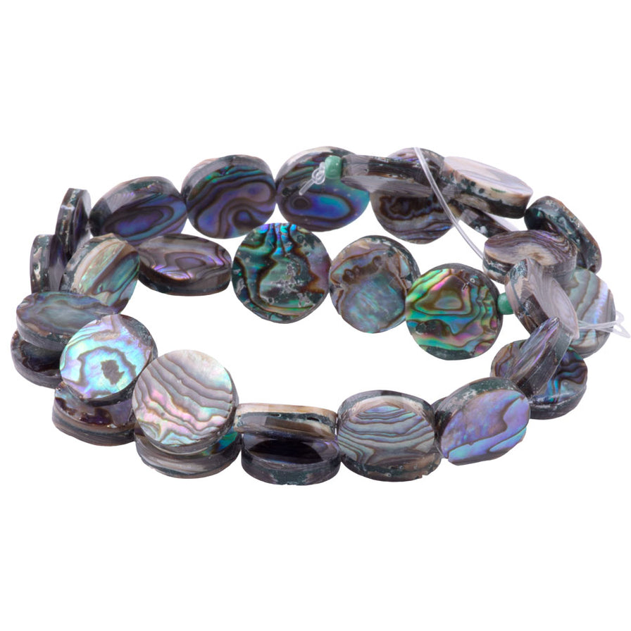 Abalone Shell 15mm Flat Coin - 15-16 Inch — Dakota Stones