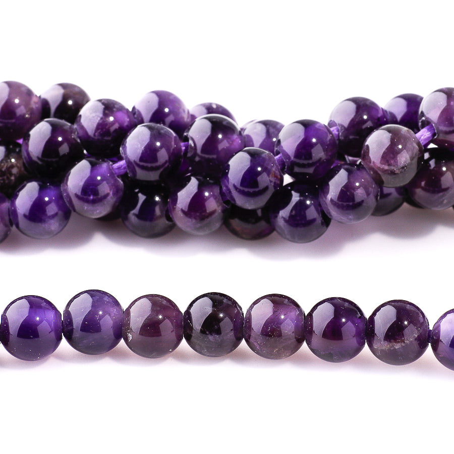 Amethyst 8mm Round Large Hole Beads - 8 Inch – Dakota Stones