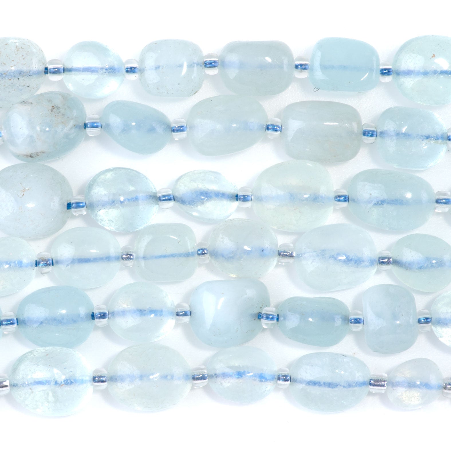 Aquamarine 9x11-10x14mm Tumble Nugget A Grade - 15-16 Inch — Dakota Stones