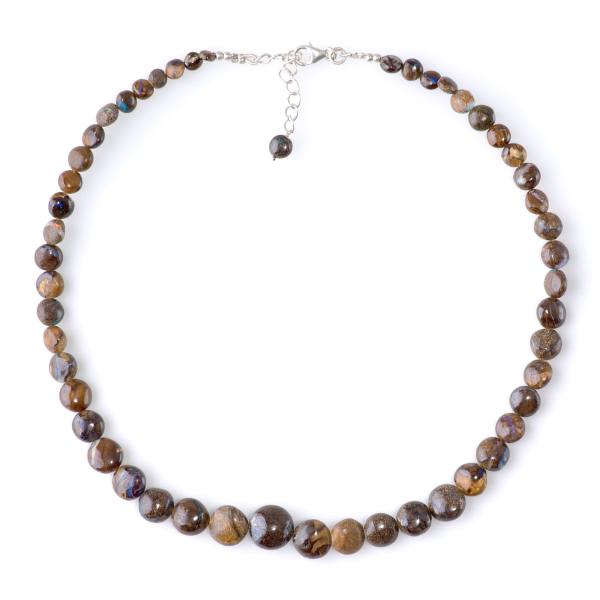 Australian Boulder Opal 6-14mm Graduated Coin Necklace - 15-16 Inch ...