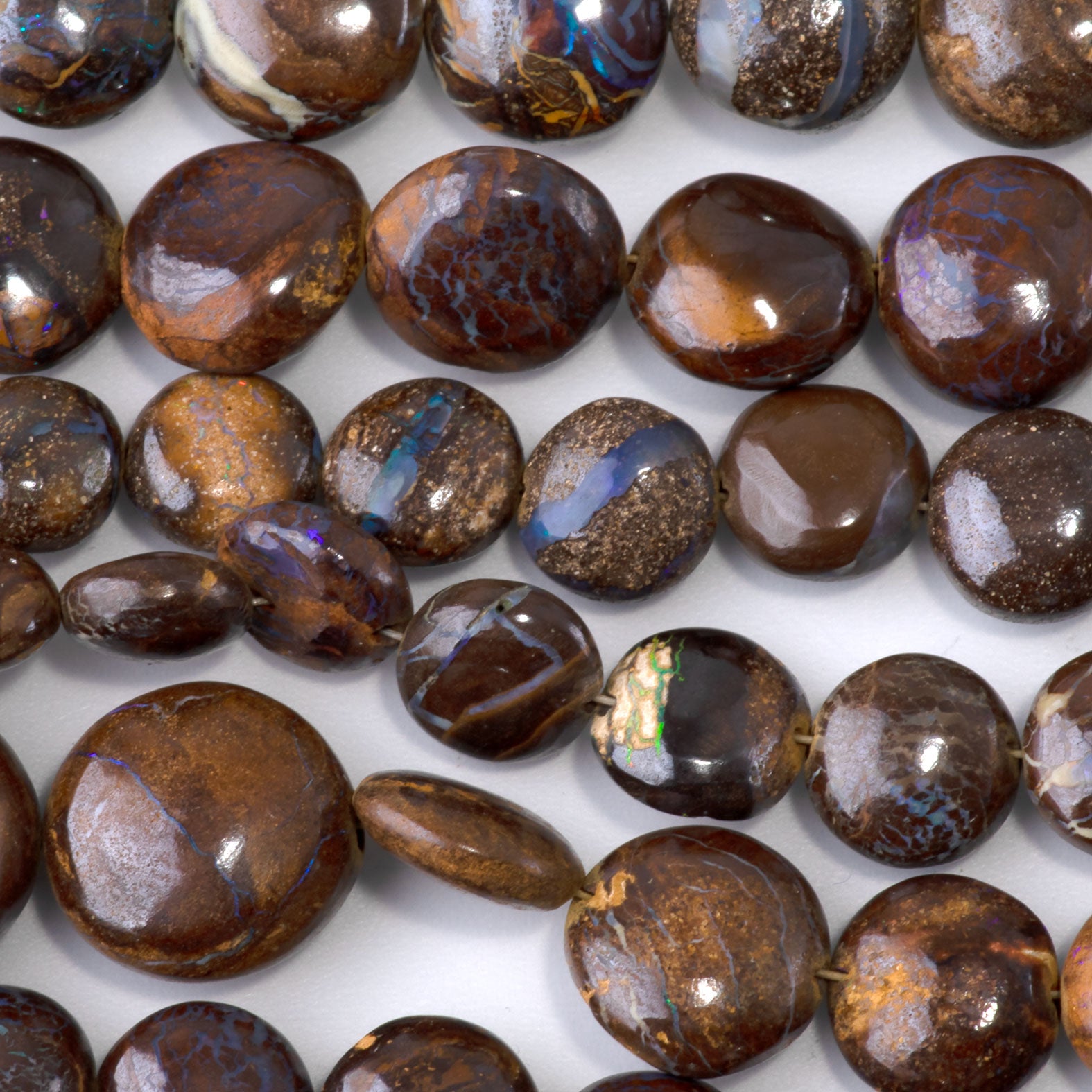 Australian Boulder Opal 6-14mm Graduated Coin Necklace - 15-16 Inch ...