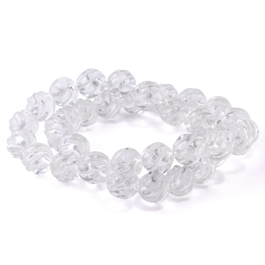 Crystal Quartz 12mm Round Carved - 15-16 Inch — Dakota Stones
