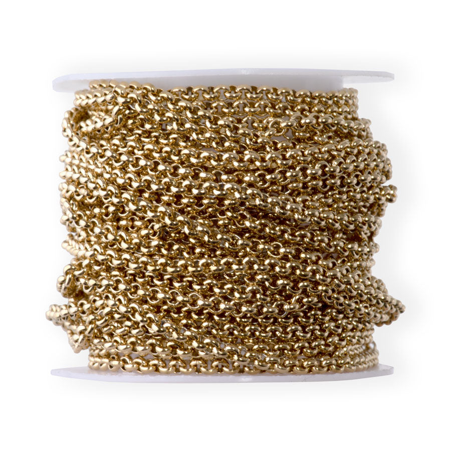 2.5mm Rolo Gold Plated Stainless Steel Chain - 5 Meter Spool — Dakota ...