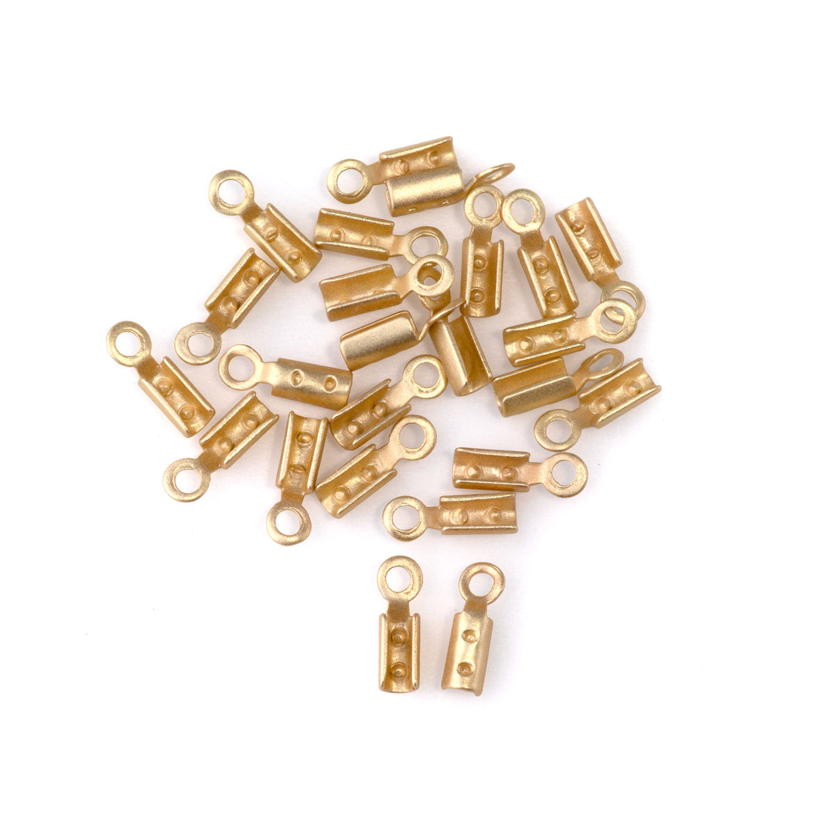1mm Satin Hamilton Gold Fold Over Crimp with Loop Chain Ends - 24 Pack ...