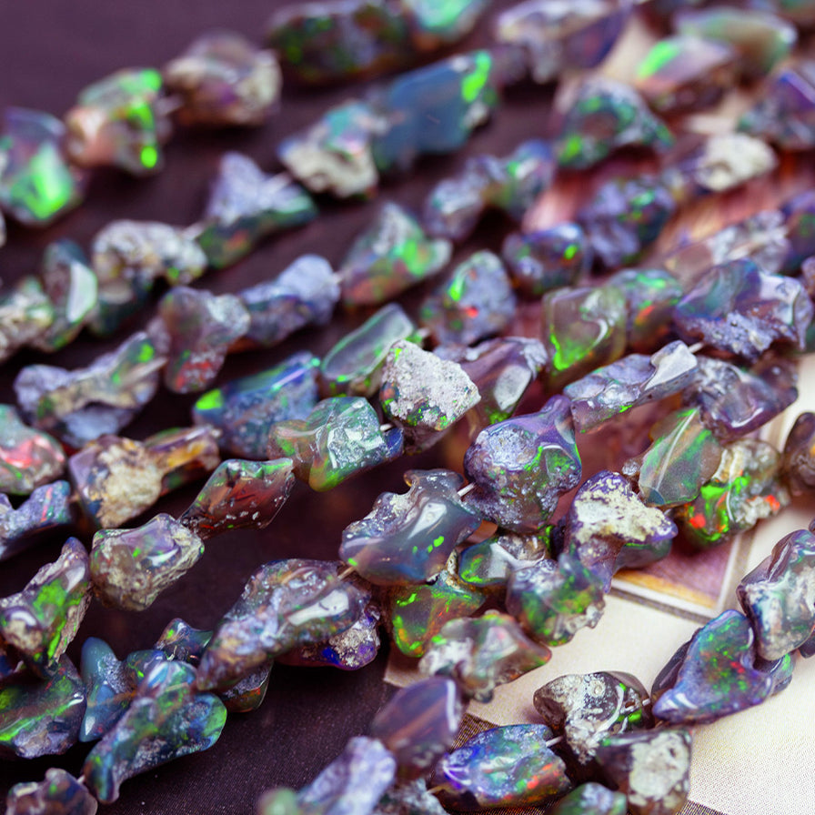 Ethiopian Opal 5-11mm Nugget Red - 15-16 Inch — Dakota Stones