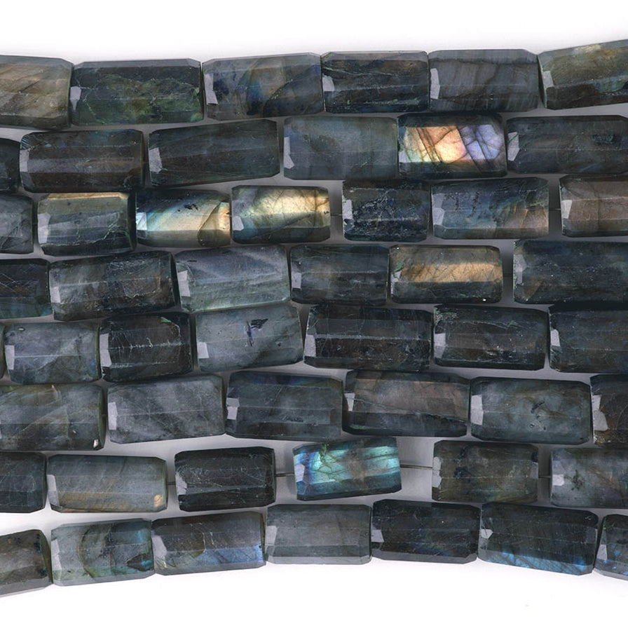 Labradorite 9x10-20x25mm Faceted Irregular Tube - 8 Inch — Dakota Stones