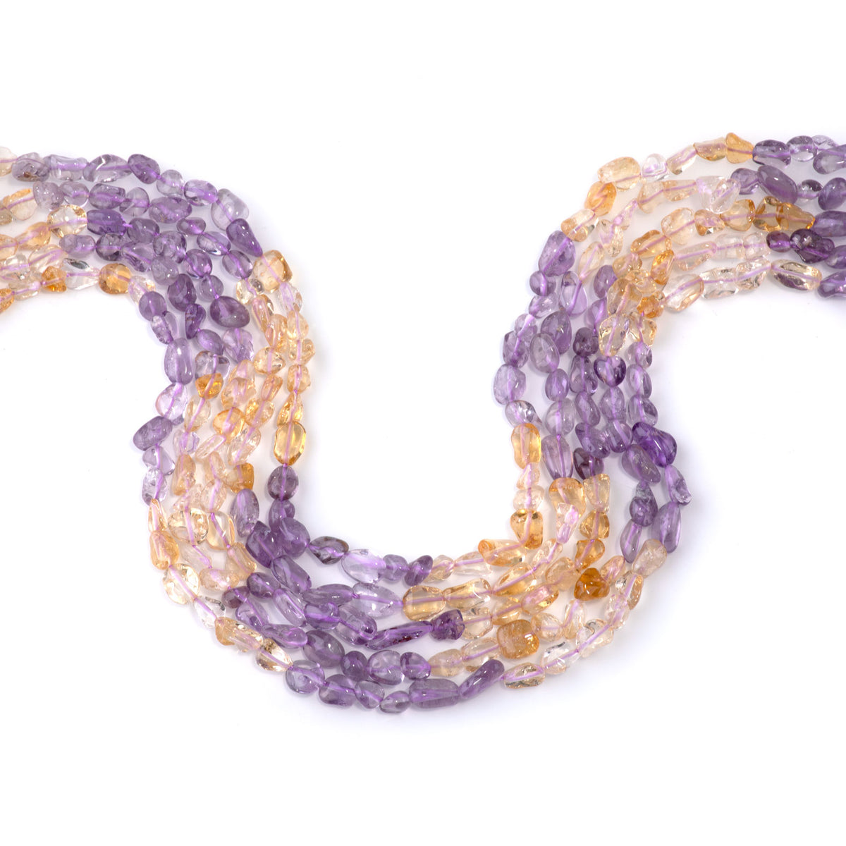 Banded Amethyst and Citrine 6-8mm Pebble - 15-16 Inch — Dakota Stones
