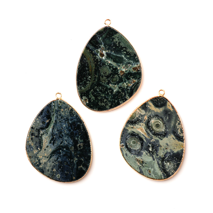 Kambaba Jasper 27x34mm Slice Gold Plated - Pendant — Dakota Stones