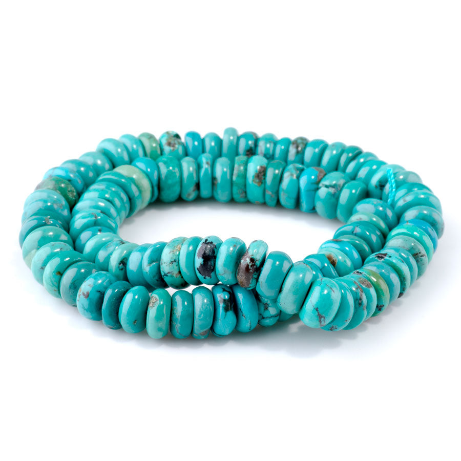 Hubei Turquoise 9-10mm Blue Irregular Rondelle A Grade - 15-16 Inch ...