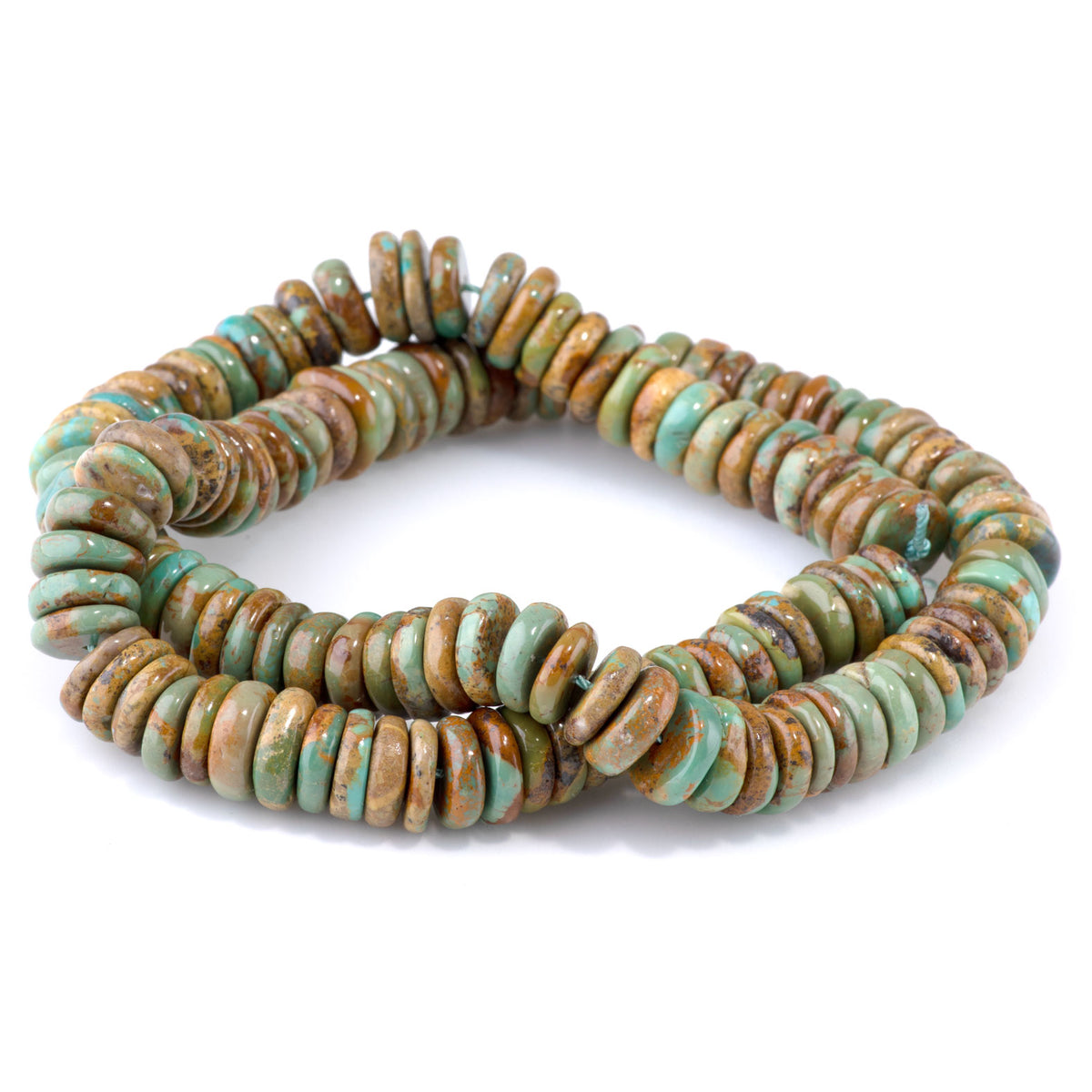 Hubei Turquoise 10mm Irregular Heishi - 15-16 Inch — Dakota Stones