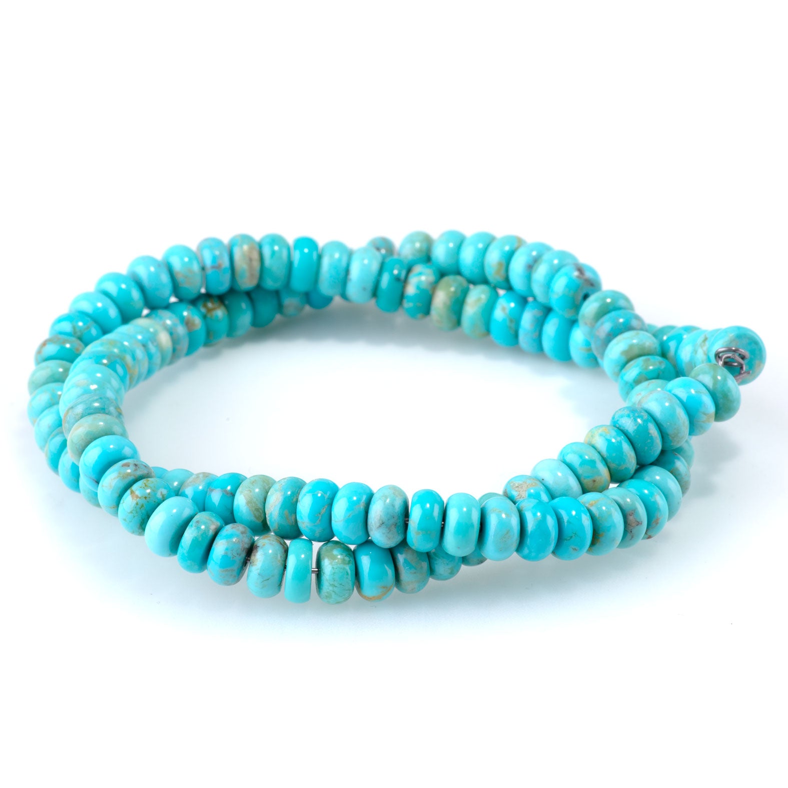 Kingman Turquoise 7mm Blue Rondelle - 15-16 Inch — Dakota Stones