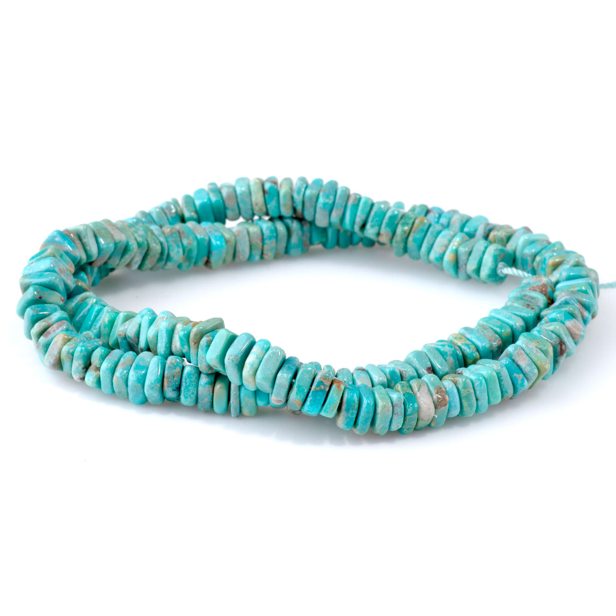 SHOW Kingman Turquoise 6x2mm Square Heishi - 15-16 Inch — Dakota Stones