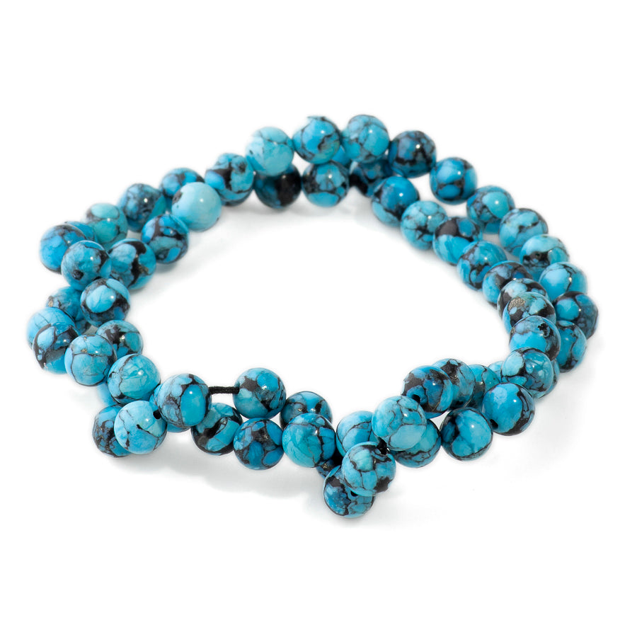 Sleeping Beauty Compressed Turquoise 6mm Round - 15-16 Inch – Dakota Stones