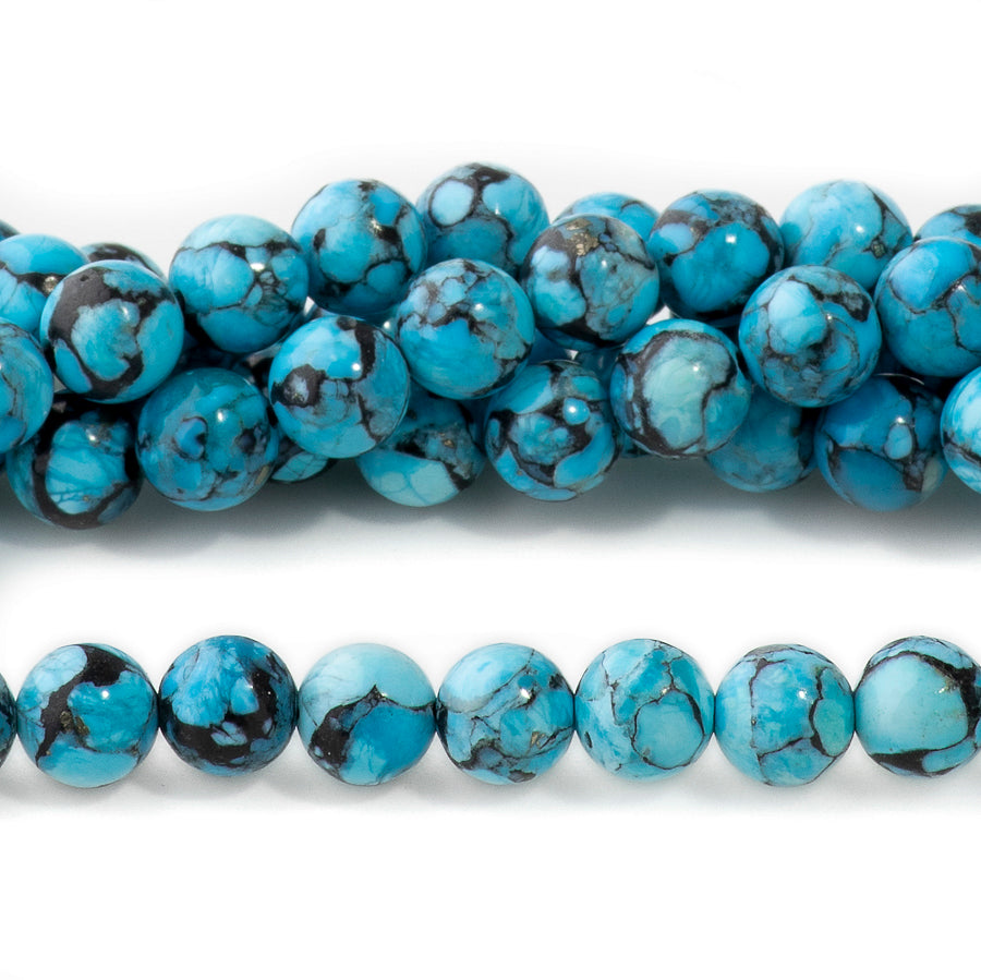 Sleeping Beauty Compressed Turquoise 6mm Round - 15-16 Inch – Dakota Stones
