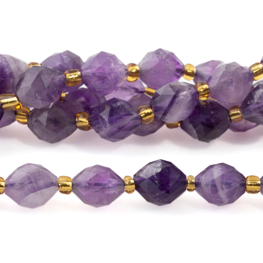Dog Teeth Amethyst 6x8mm Triangle Diamond Cut Rice Bead - 15-16 Inch ...