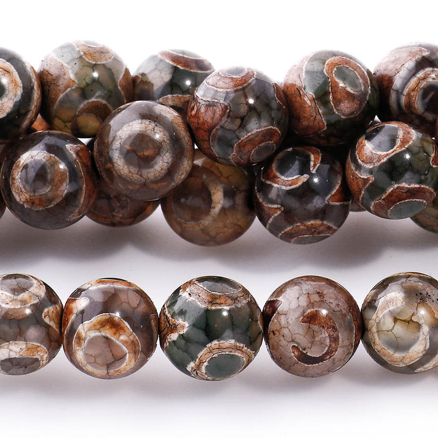 DZI Agate 8mm Round Circle Pattern Round 15-16 Inch — Dakota Stones