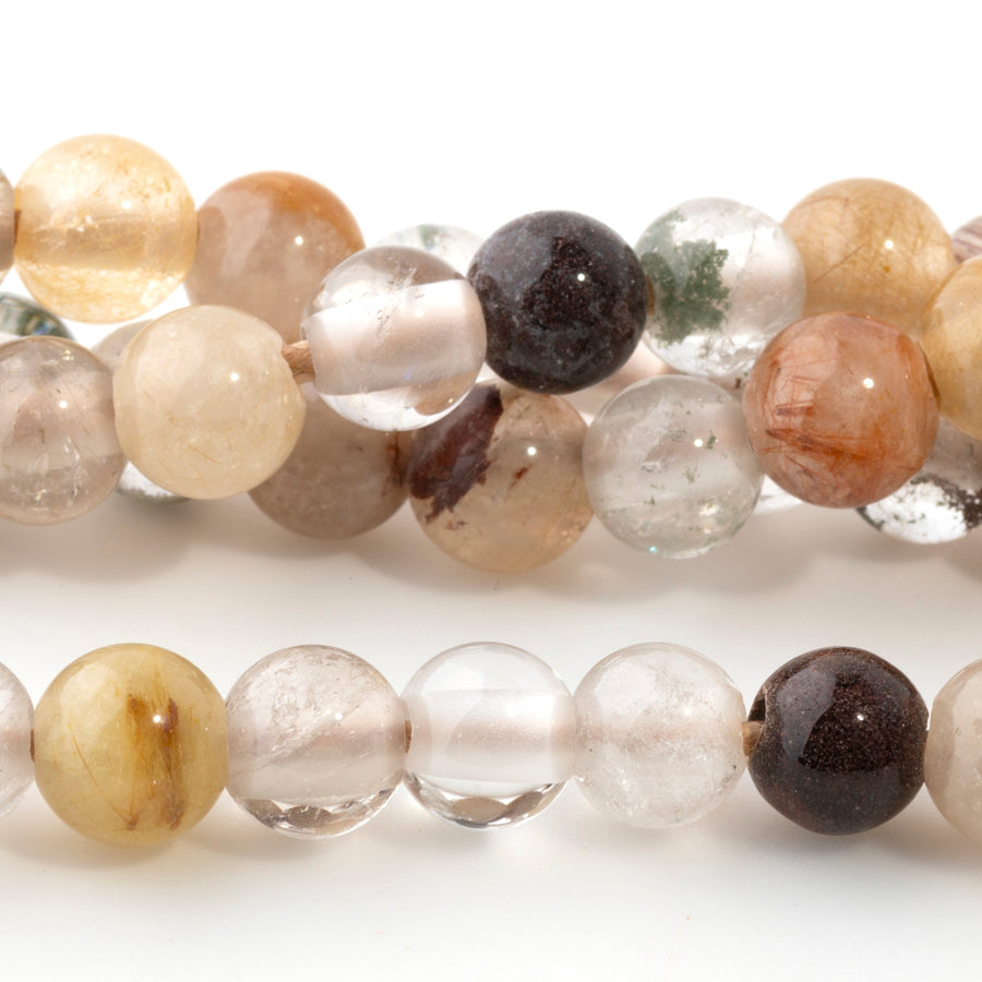 Mixed Lodalite Quartz 8mm Round - Large Hole Beads – Dakota Stones