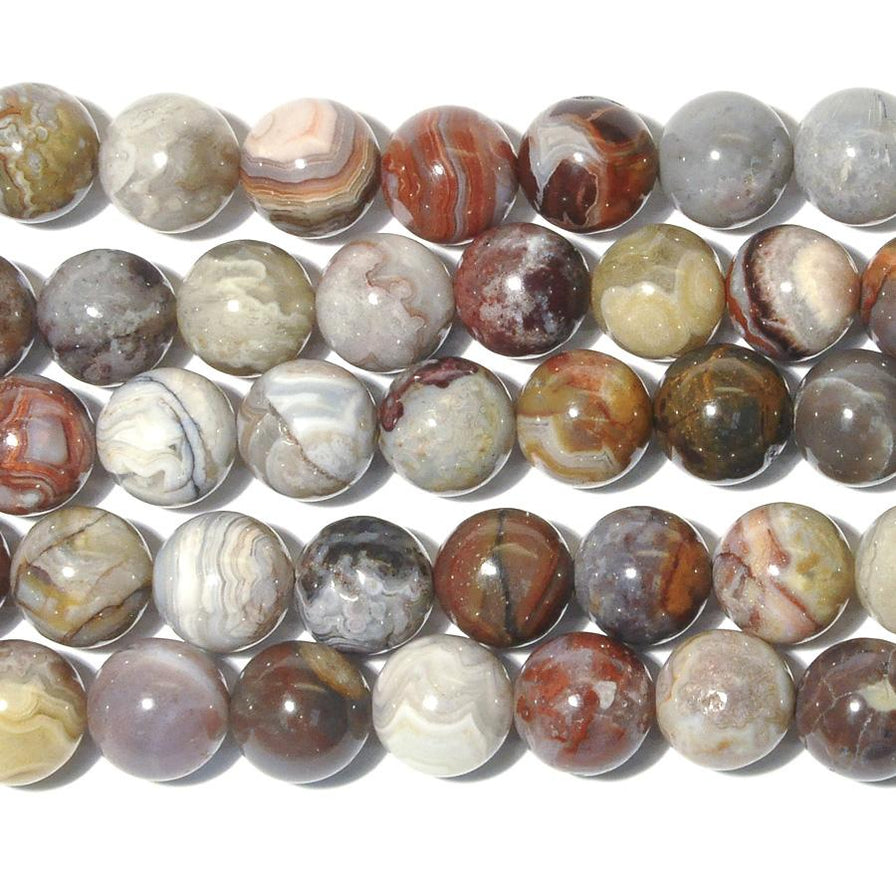 Mexican Laguna Lace Agate 10mm Round - 15-16 inch — Dakota Stones