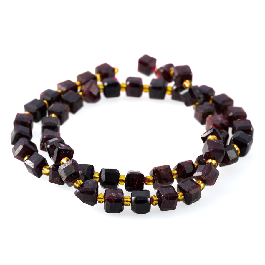 Red Garnet Natural 6-7mm Table Cut Cube Bead - 15-16 Inch — Dakota Stones