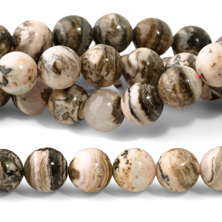 Pink Rhodochrosite With Matrix 8mm Round - 15-16 Inch – Dakota Stones